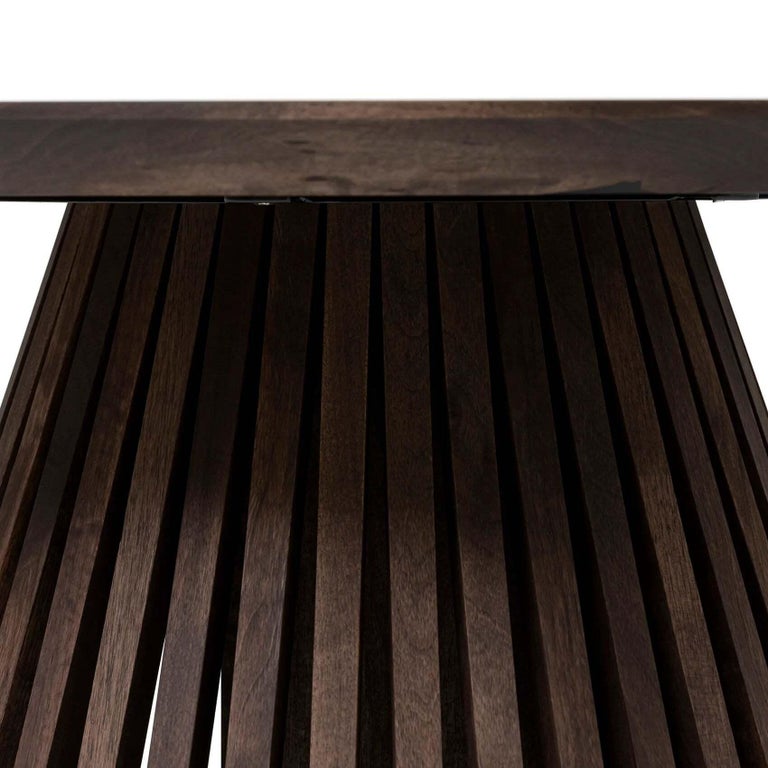 Round Oak Coffee Table, Chocolate, Wood Leg For Sale at 1stDibs