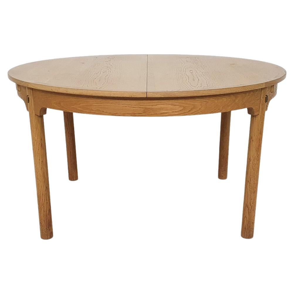 Round oak extendable dining table by Borge Mogensen for Karl Andersson ...