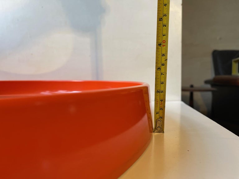 Round Orange Space Age Wall Mirror, Danish 1970s For Sale at 1stDibs