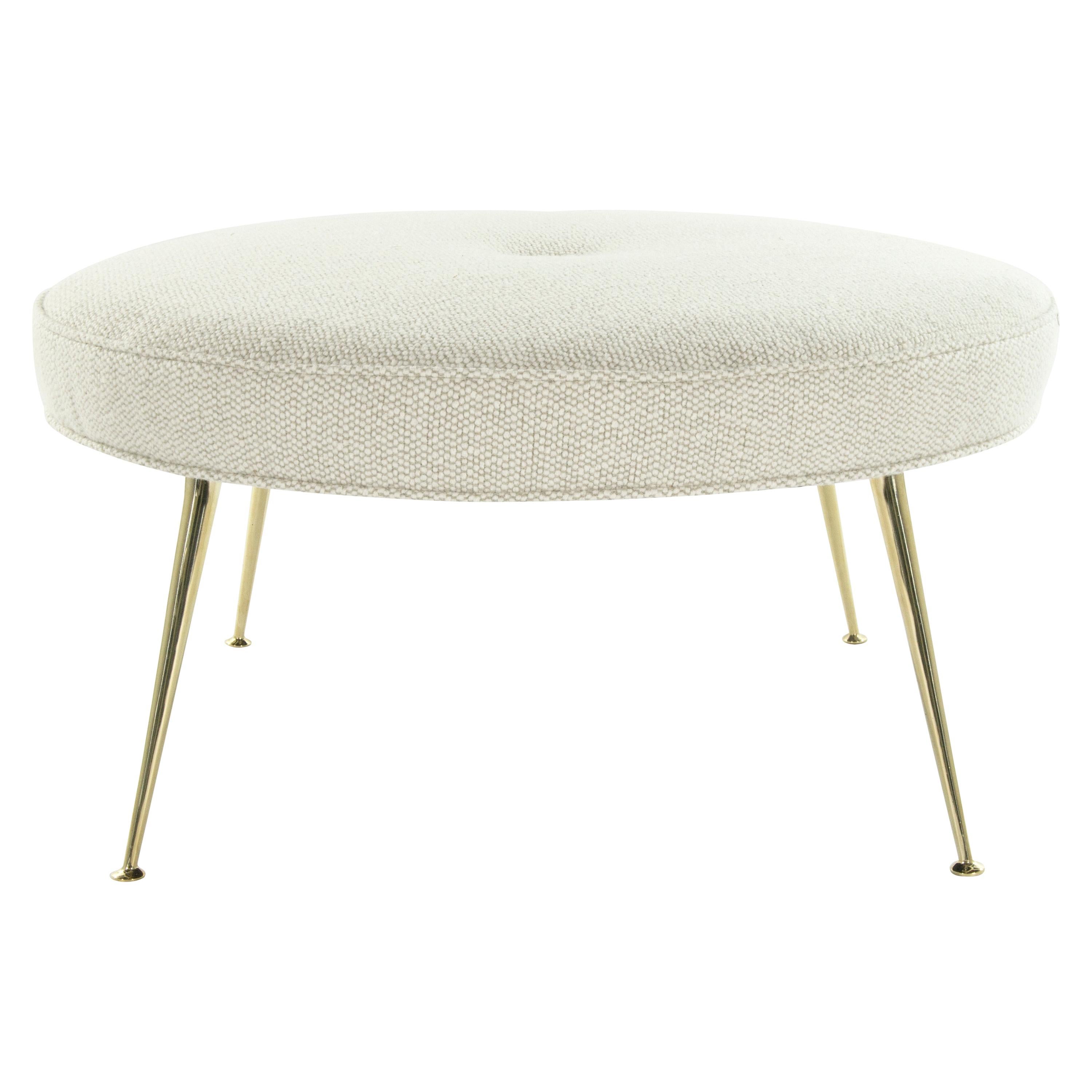 Round Ottoman on Brass Legs at 1stDibs | ottoman with brass legs, brass ...