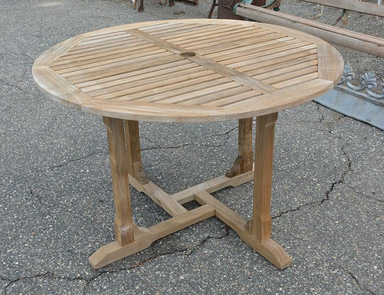 Round Outdoor Patio Teak Wood Dining Table at 1stDibs