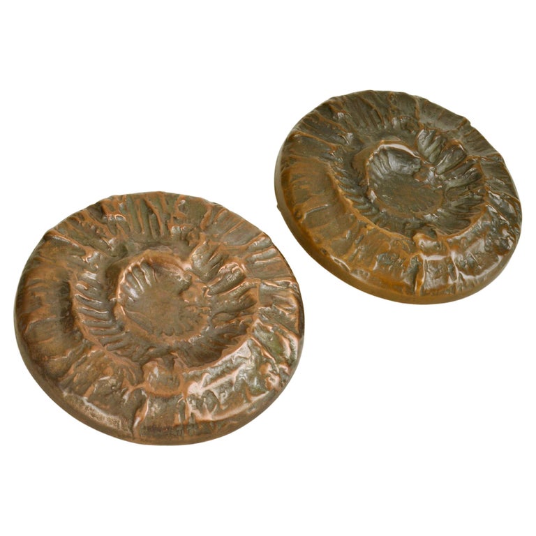 Architectural Pair of Round Bronze Push Pull Relief Door Handles and ...