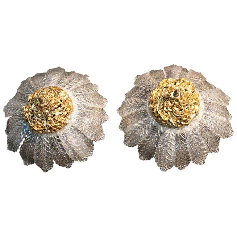 Round Pair of Chandelier Murano Gold Ceramic Italian Design 1960s ...