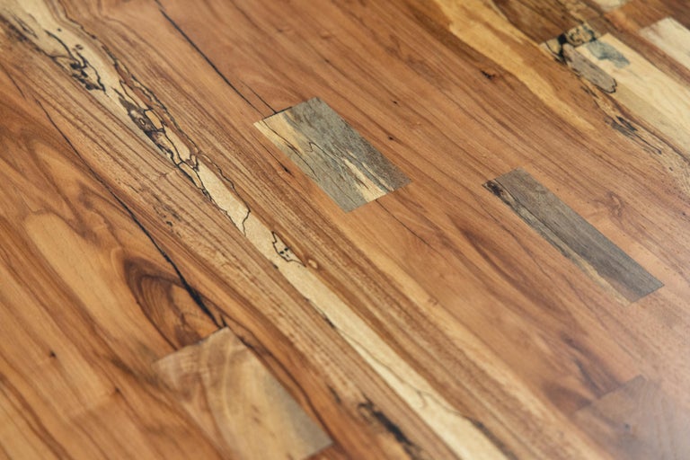 Round Pedestal Dining Table Spalted Pecan Wood Top Cast Iron Amicalola ...