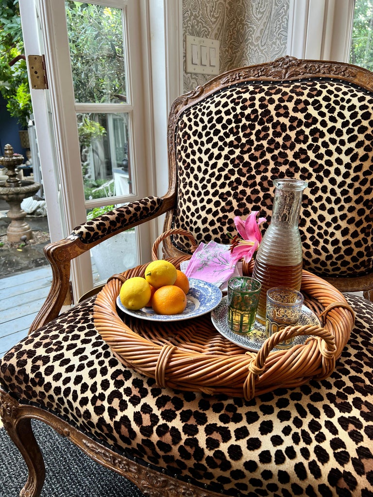 Round Pencil Reed or Rattan Hand Crafted Woven Serving Tray For Sale at ...