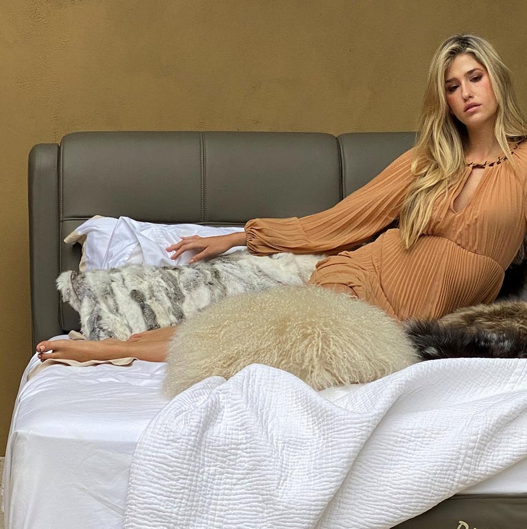 Round Pillow - 20" Latte Mongolian Fur For Sale at 1stDibs