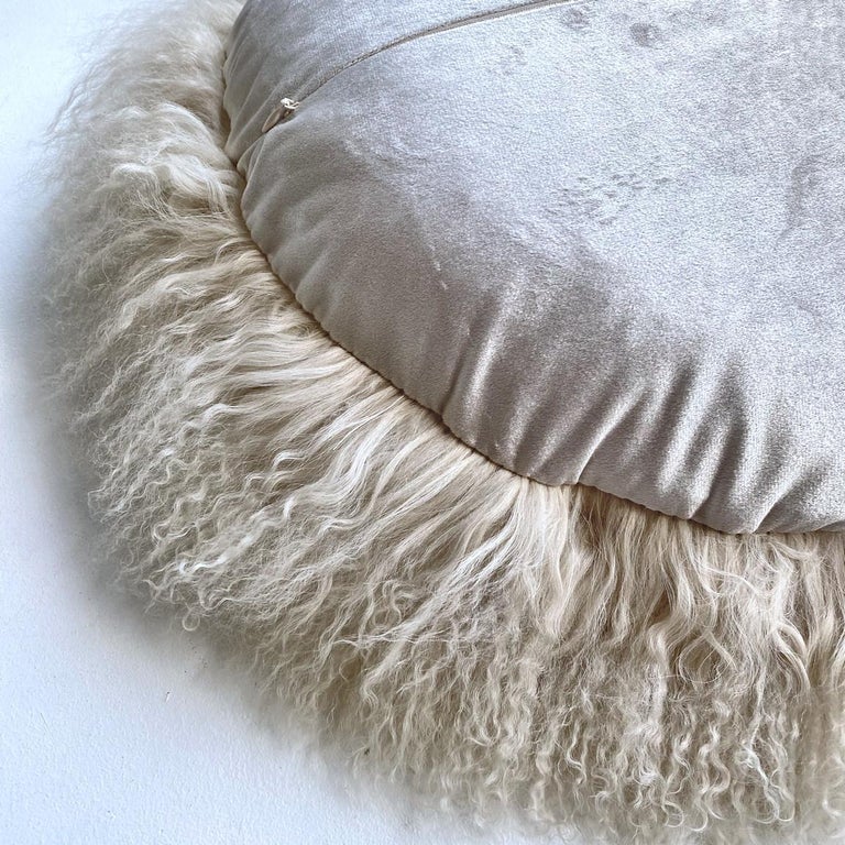 Round Pillow - 20" Latte Mongolian Fur For Sale at 1stDibs