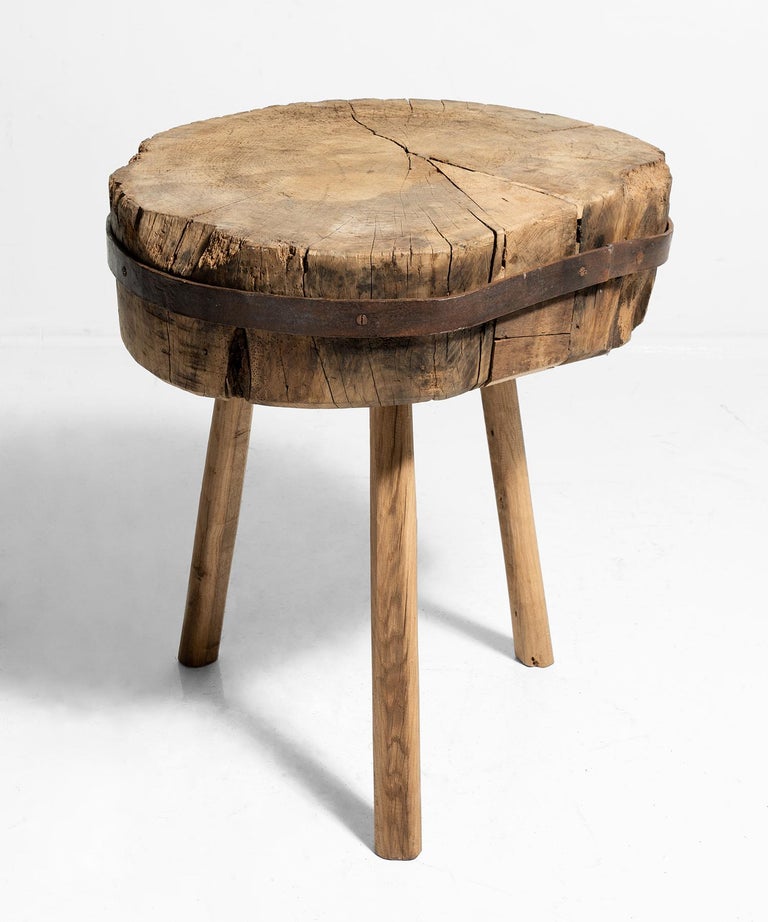 Round Primitive Chopping Block at 1stDibs