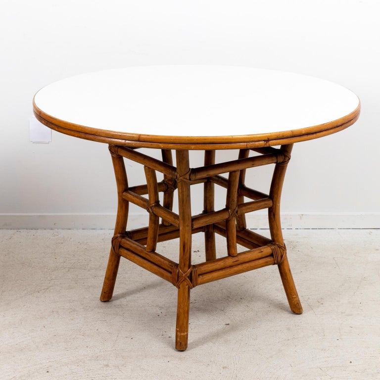 Round Rattan Dining Table at 1stDibs