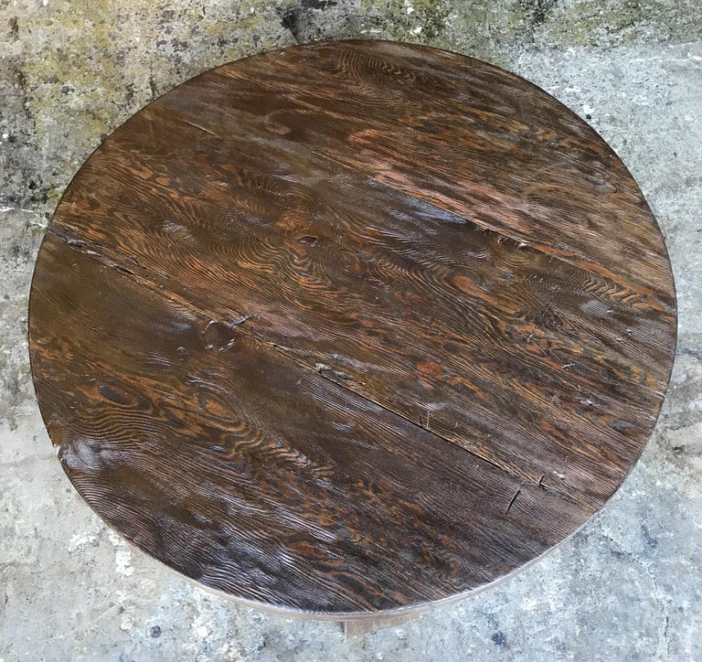 Round Reclaimed Wood Coffee Table at 1stDibs