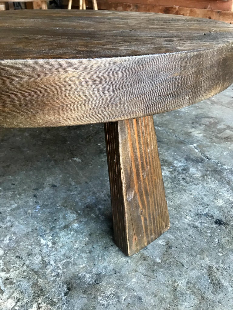 Round Reclaimed Wood Coffee Table at 1stDibs