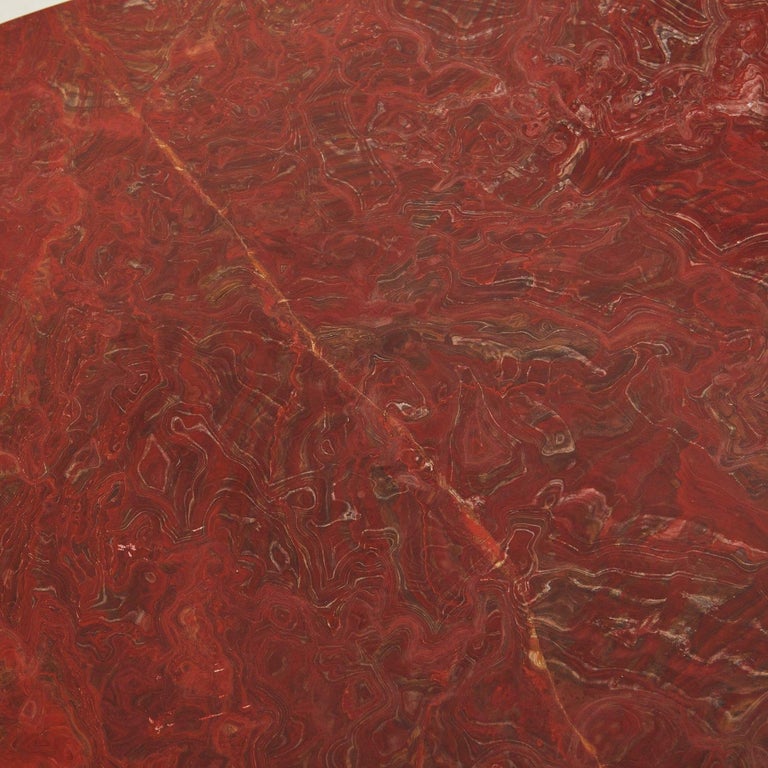 Round Red Onyx Coffee Table with Brass Wrapped Pedestal Base at 1stDibs ...