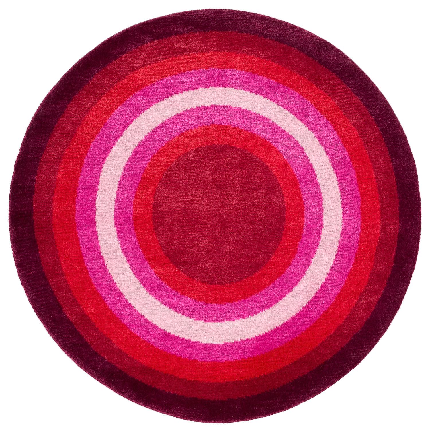 Round Red Pink Pop Silk and Wool Accessory Rug Brad Bullseye by Joseph ...