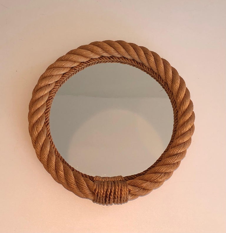 Round Rope Mirror in the Style of Audoux Minet. French Work. Circa 1970 ...