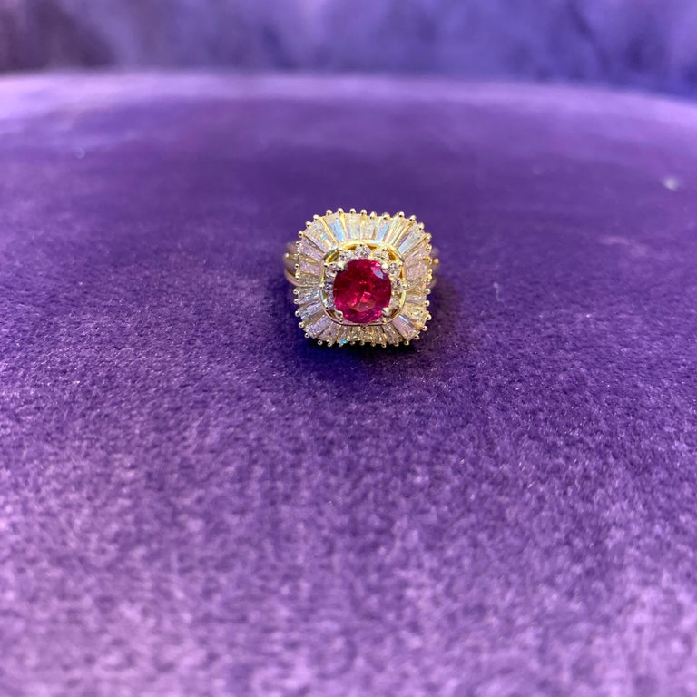 Round Ruby and Diamond Ballerina Ring For Sale at 1stDibs