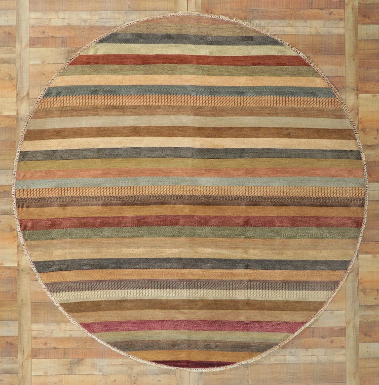 New Contemporary Round Striped Area Rug with Modern Style For Sale at ...
