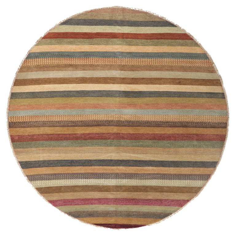 New Contemporary Round Striped Area Rug with Modern Style For Sale at ...