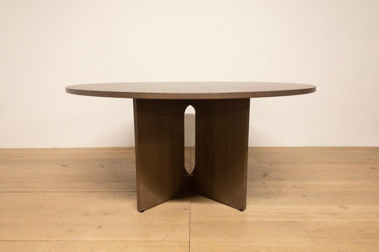 Round Scandinavian Dining Table with Modern Solid Oak Base For Sale at ...