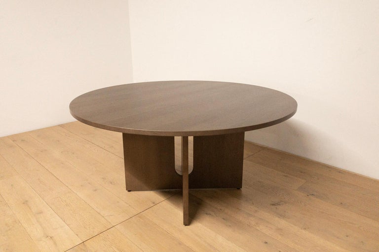 Round Scandinavian Dining Table with Modern Solid Oak Base For Sale at ...