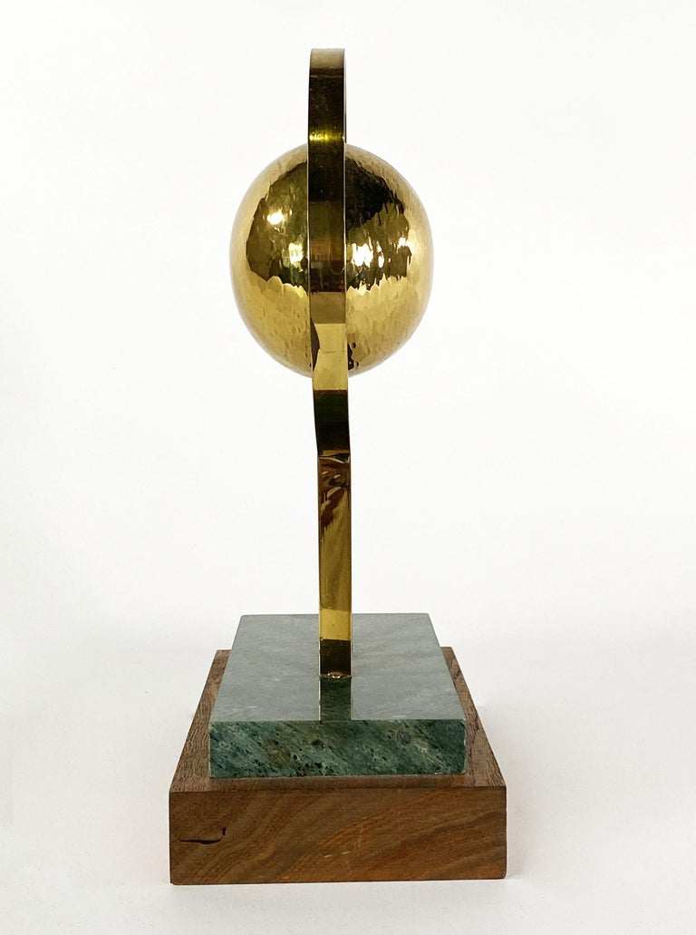 Round Sculpture in Brass with Rectangular Base For Sale at 1stDibs