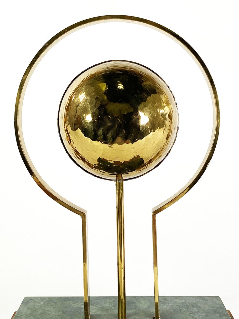 Round Sculpture in Brass with Rectangular Base For Sale at 1stDibs