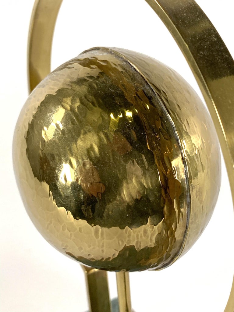 Round Sculpture in Brass with Rectangular Base For Sale at 1stDibs