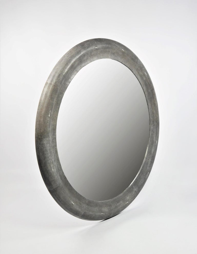 Round Shagreen Mirror by Ginger Brown For Sale at 1stDibs
