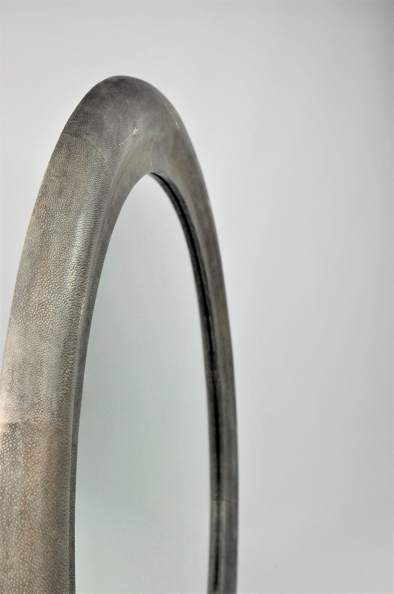 Round Shagreen Mirror by Ginger Brown For Sale at 1stDibs