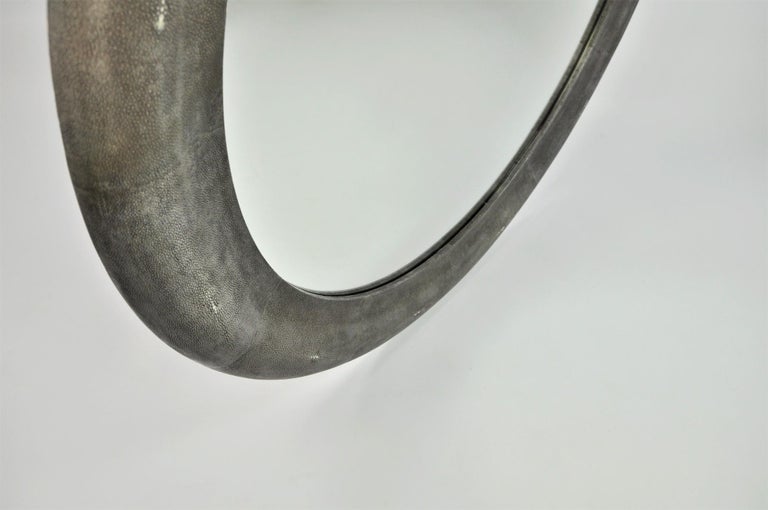 Round Shagreen Mirror by Ginger Brown For Sale at 1stDibs