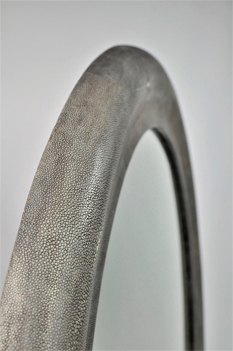 Round Shagreen Mirror by Ginger Brown For Sale at 1stDibs