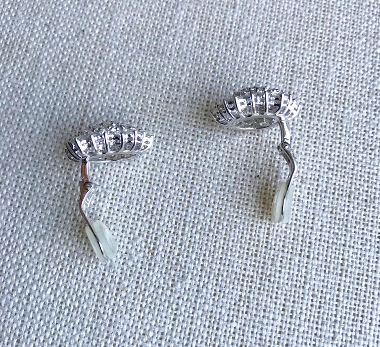 Round Shape Clip Earrings in 18 Carat White Gold with 5.8 Carat of ...