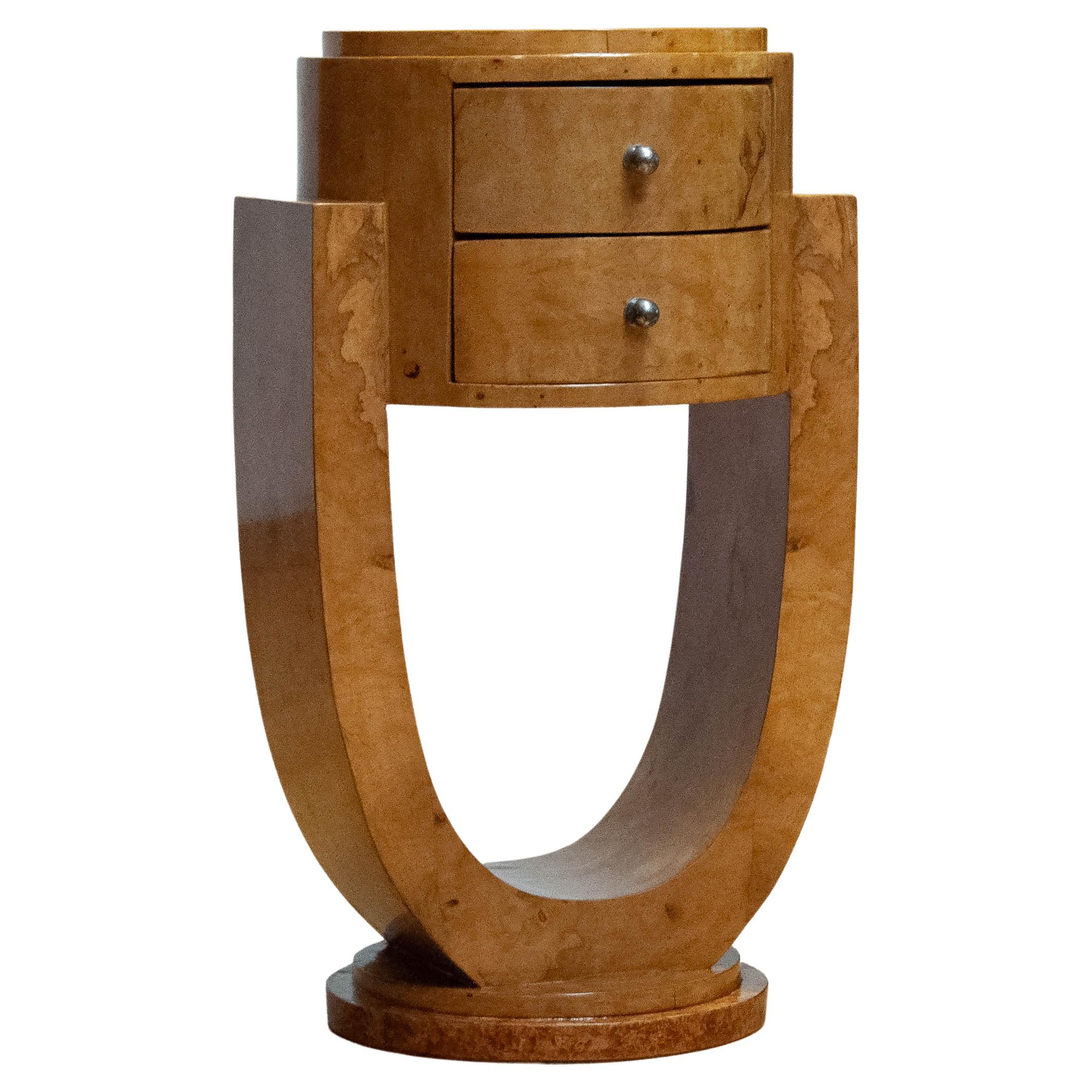 Round Shaped Art Deco Pedestal / Side Table / Night Stand In Poplar ...