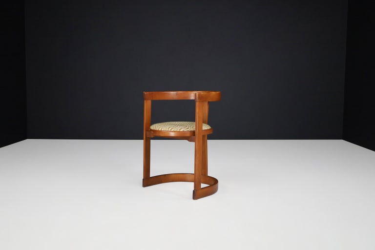 Round-Shaped Dining Chairs in Wood and Upholstery, Italy, 1960s For ...