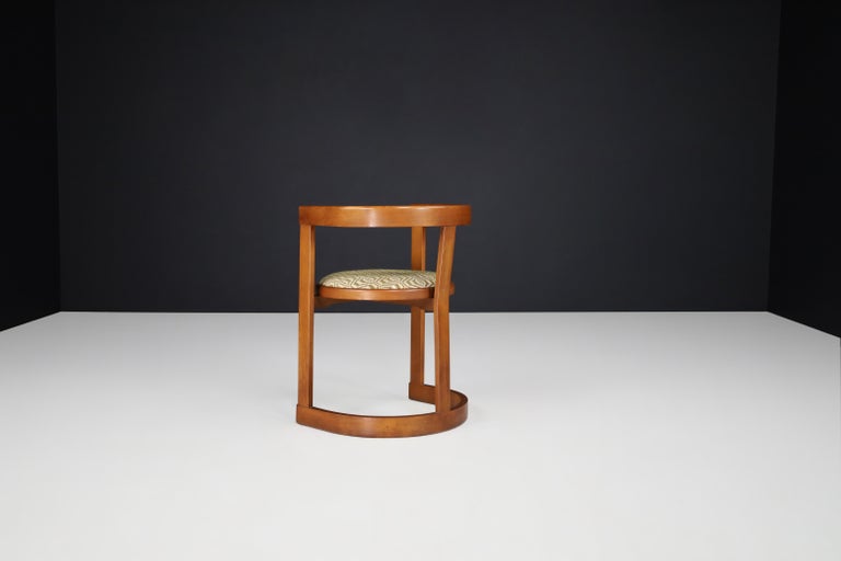 Round-Shaped Dining Chairs in Wood and Upholstery, Italy, 1960s For ...