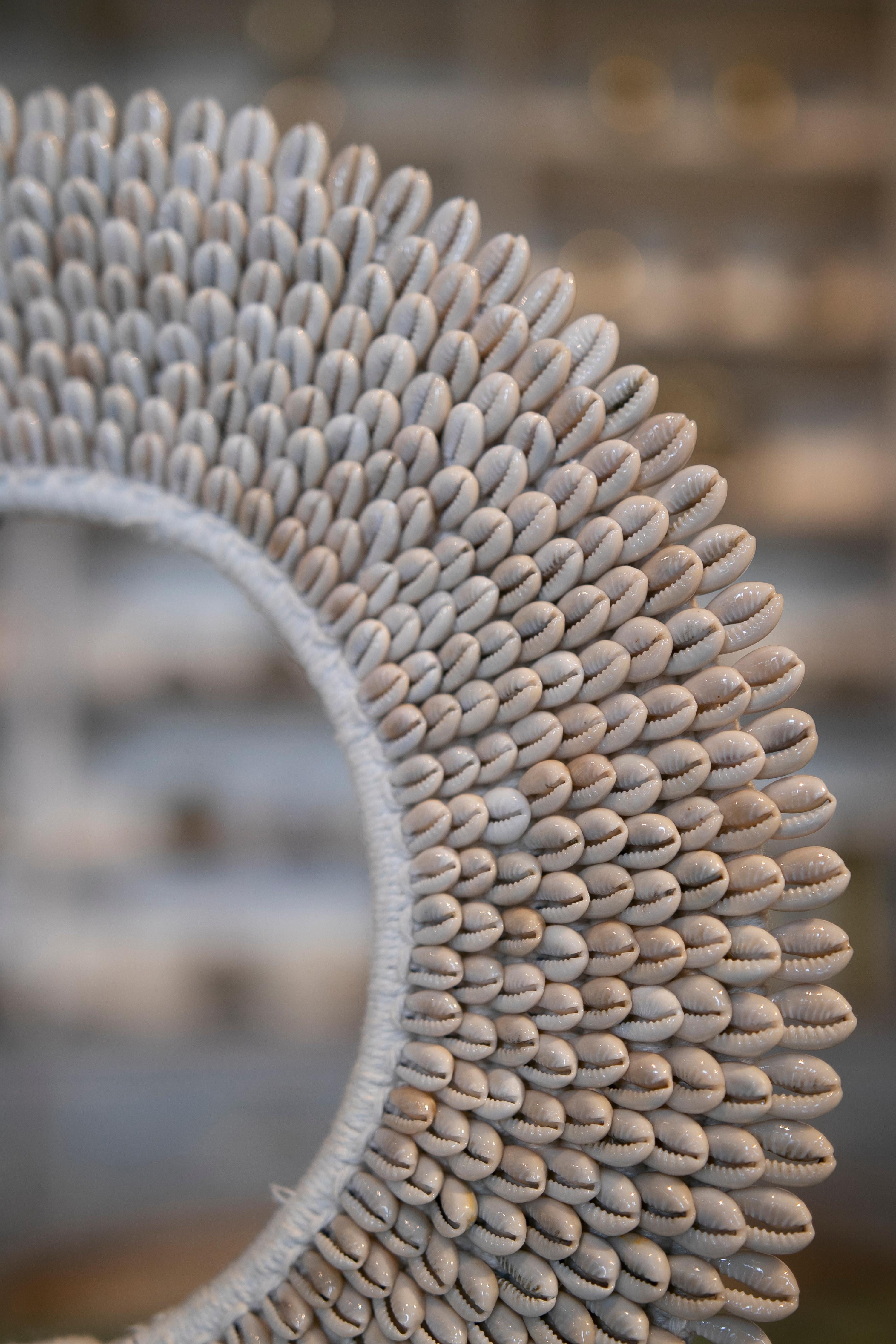 Round Shell Necklace Sculpture with Iron Support For Sale at 1stDibs