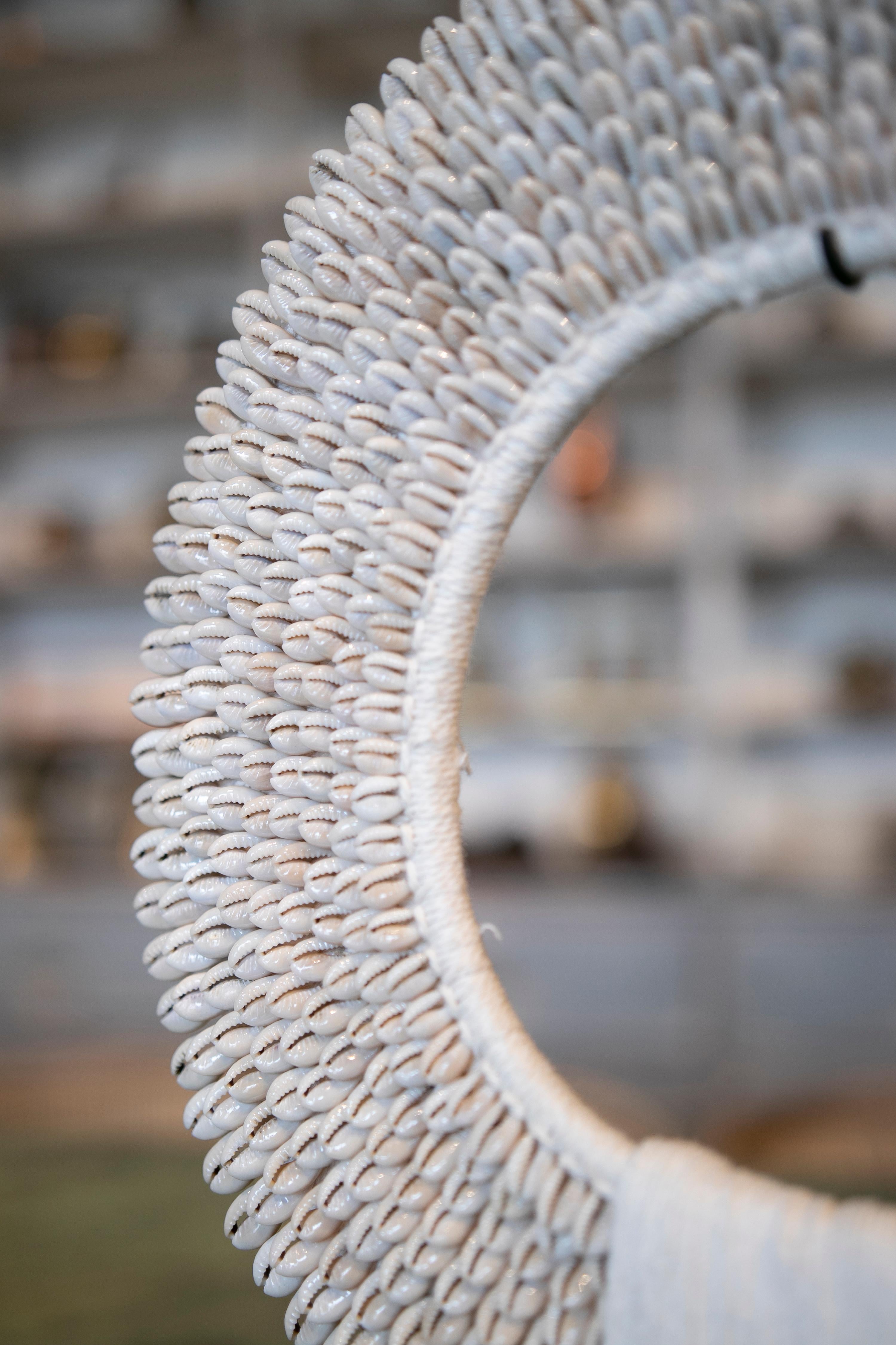 Round Shell Necklace Sculpture with Iron Support For Sale at 1stDibs