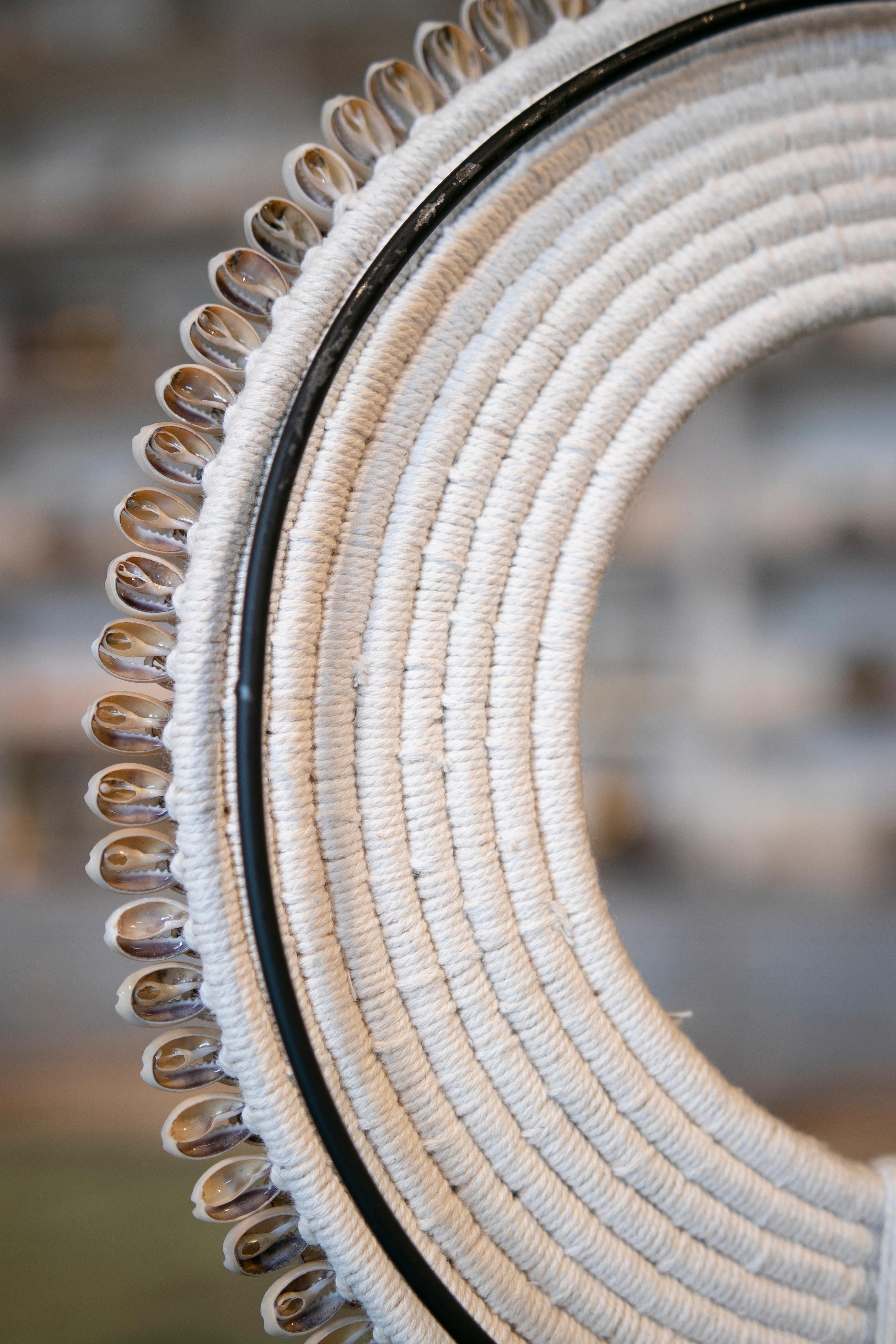 Round Shell Necklace Sculpture with Iron Support For Sale at 1stDibs