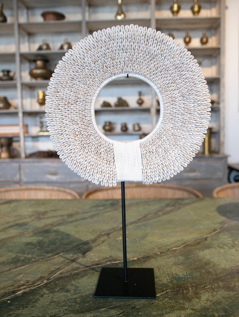 Round Shell Necklace Sculpture with Iron Support For Sale at 1stDibs