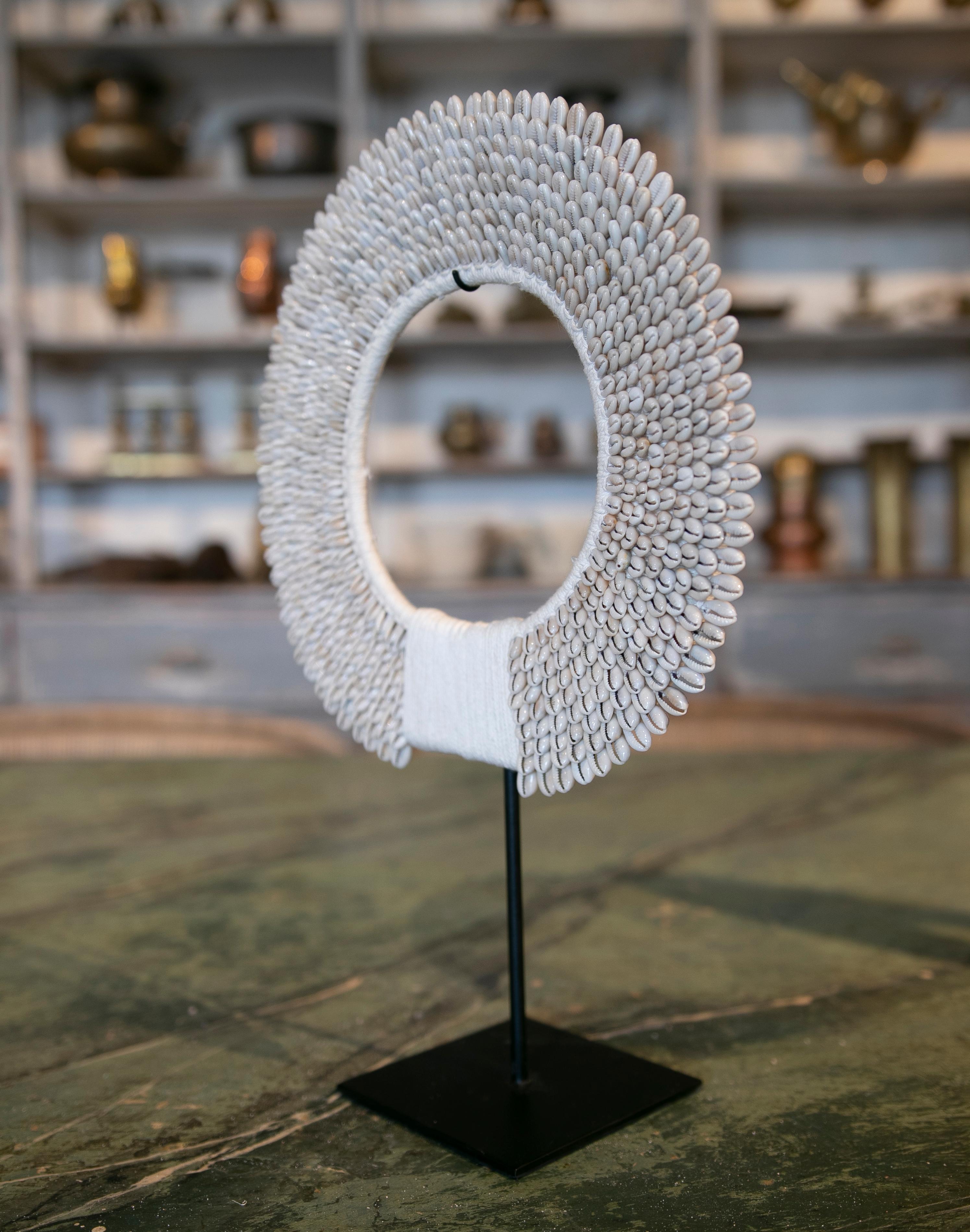 Round Shell Necklace Sculpture with Iron Support For Sale at 1stDibs