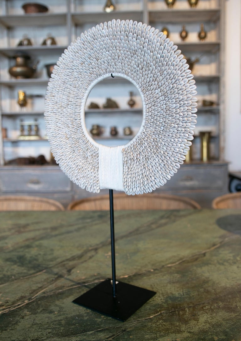 Round Shell Necklace Sculpture with Iron Support For Sale at 1stDibs
