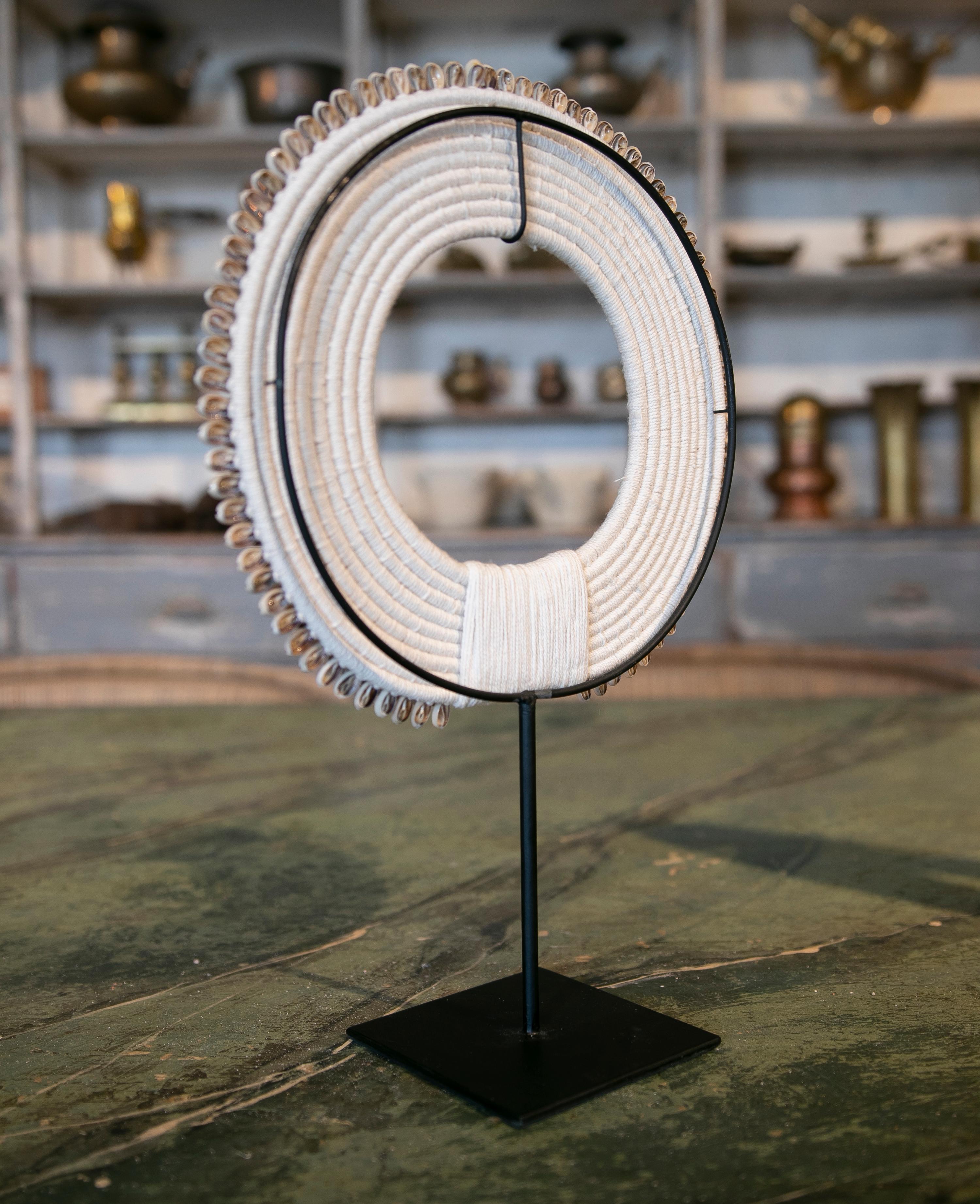 Round Shell Necklace Sculpture with Iron Support For Sale at 1stDibs