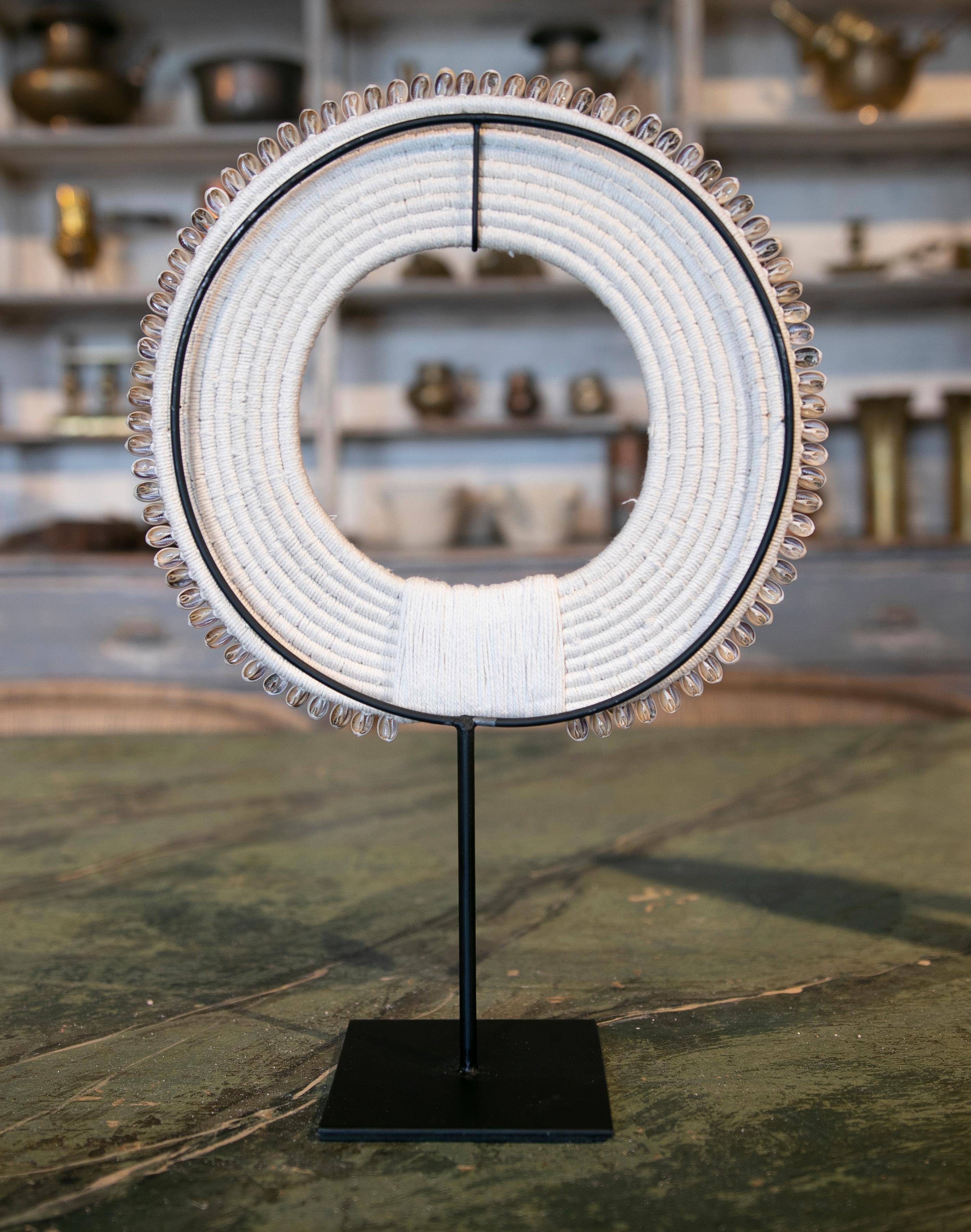 Round Shell Necklace Sculpture with Iron Support For Sale at 1stDibs