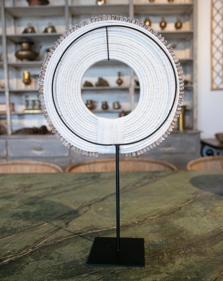 Round Shell Necklace Sculpture with Iron Support For Sale at 1stDibs