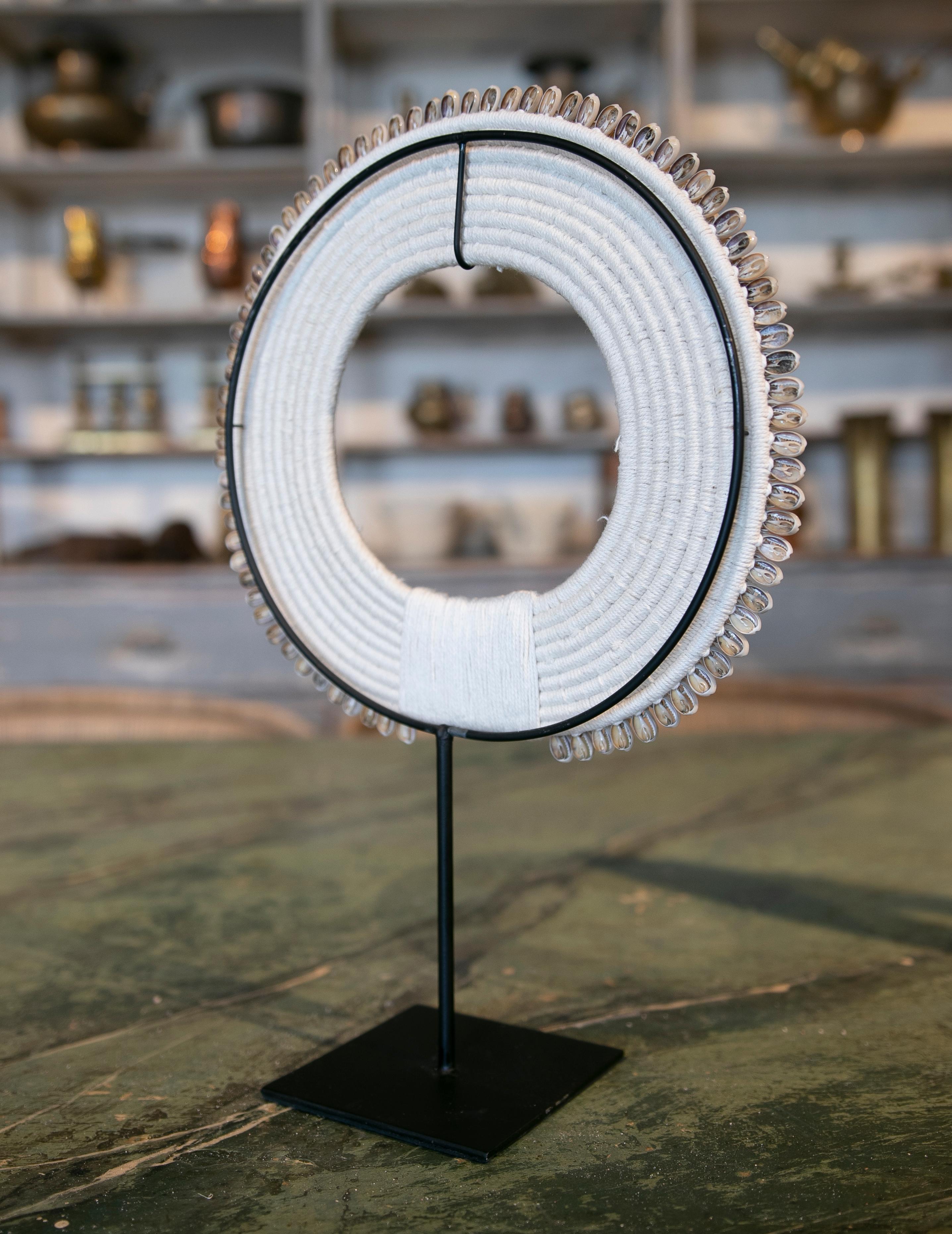 Round Shell Necklace Sculpture with Iron Support For Sale at 1stDibs