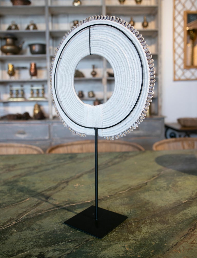 Round Shell Necklace Sculpture with Iron Support For Sale at 1stDibs