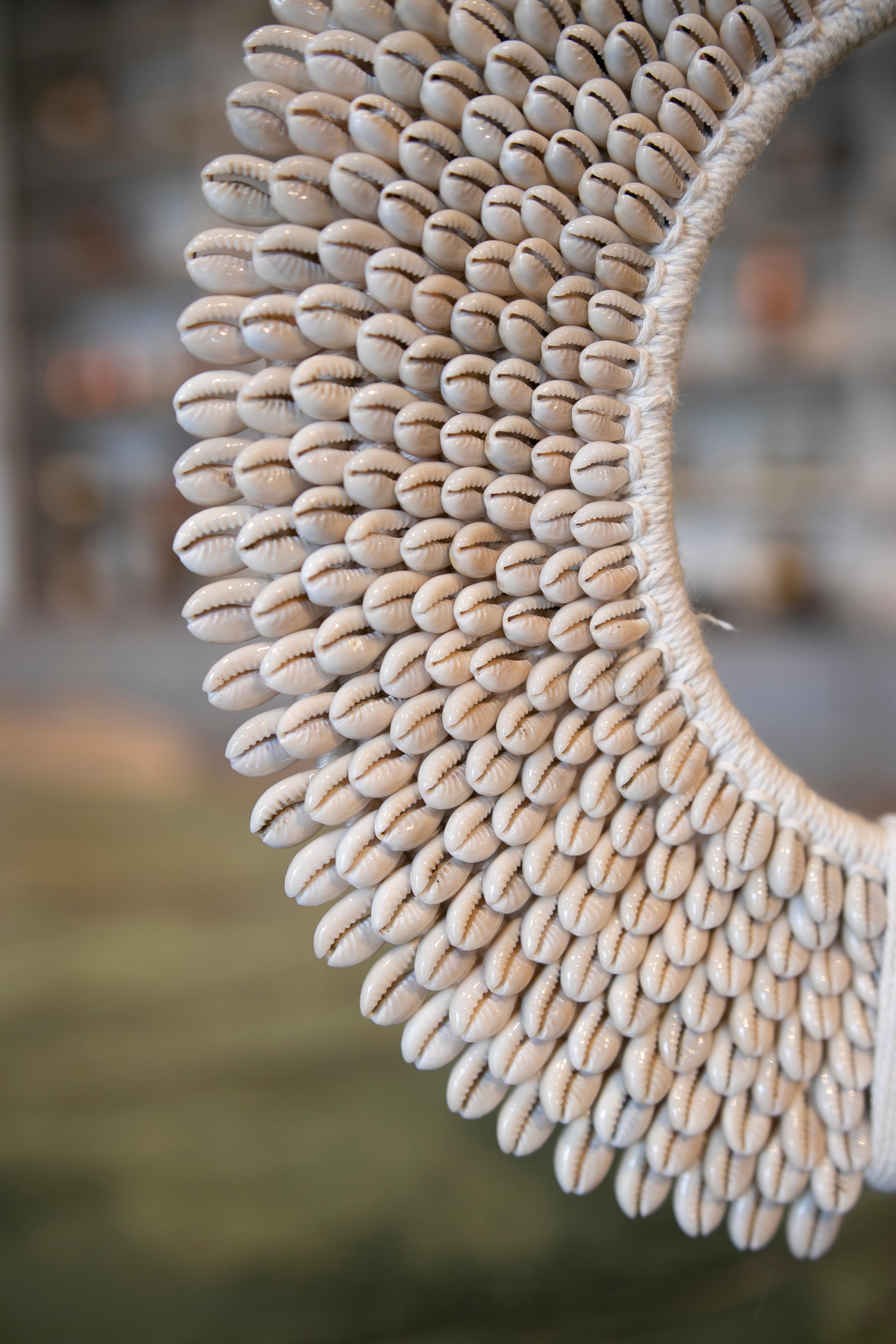 Round Shell Necklace Sculpture with Iron Support For Sale at 1stDibs