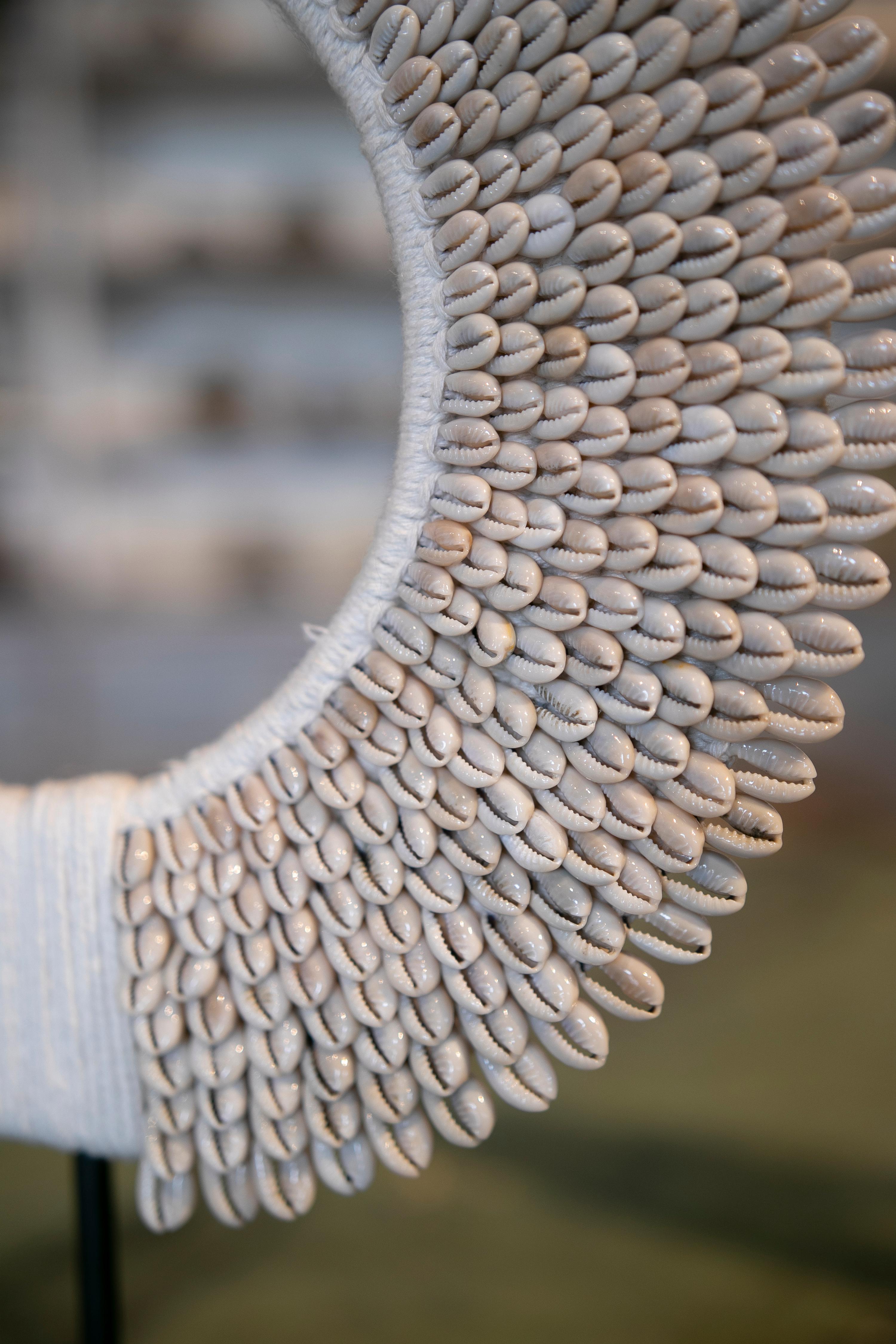 Round Shell Necklace Sculpture with Iron Support For Sale at 1stDibs