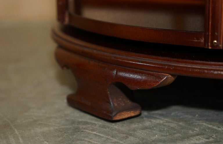 ROUND SHERATON REVIVAL SATINWOOD HARDWOOD REVOLVING BOOKCASE SiDE END ...