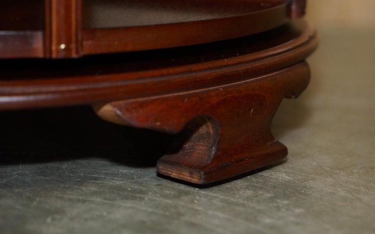 ROUND SHERATON REVIVAL SATINWOOD HARDWOOD REVOLVING BOOKCASE SiDE END ...