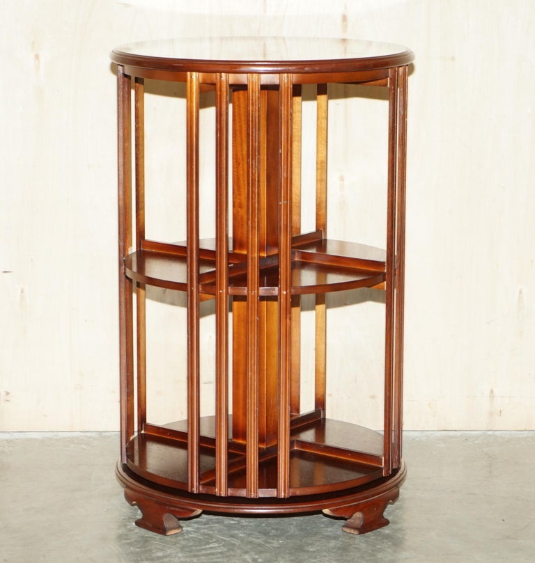 ROUND SHERATON REVIVAL SATINWOOD HARDWOOD REVOLVING BOOKCASE SiDE END ...